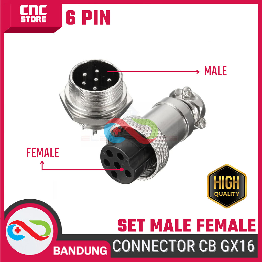 Jual Aviation Plug Connector CB GX16 16mm Set Male Female – 6 Pin untuk Koneksi Elektronik ...