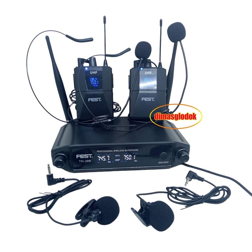 Jual Mik Wireless FEST TH 300 Microphone Vocal Tanpa Kabel 2 Clip On ...