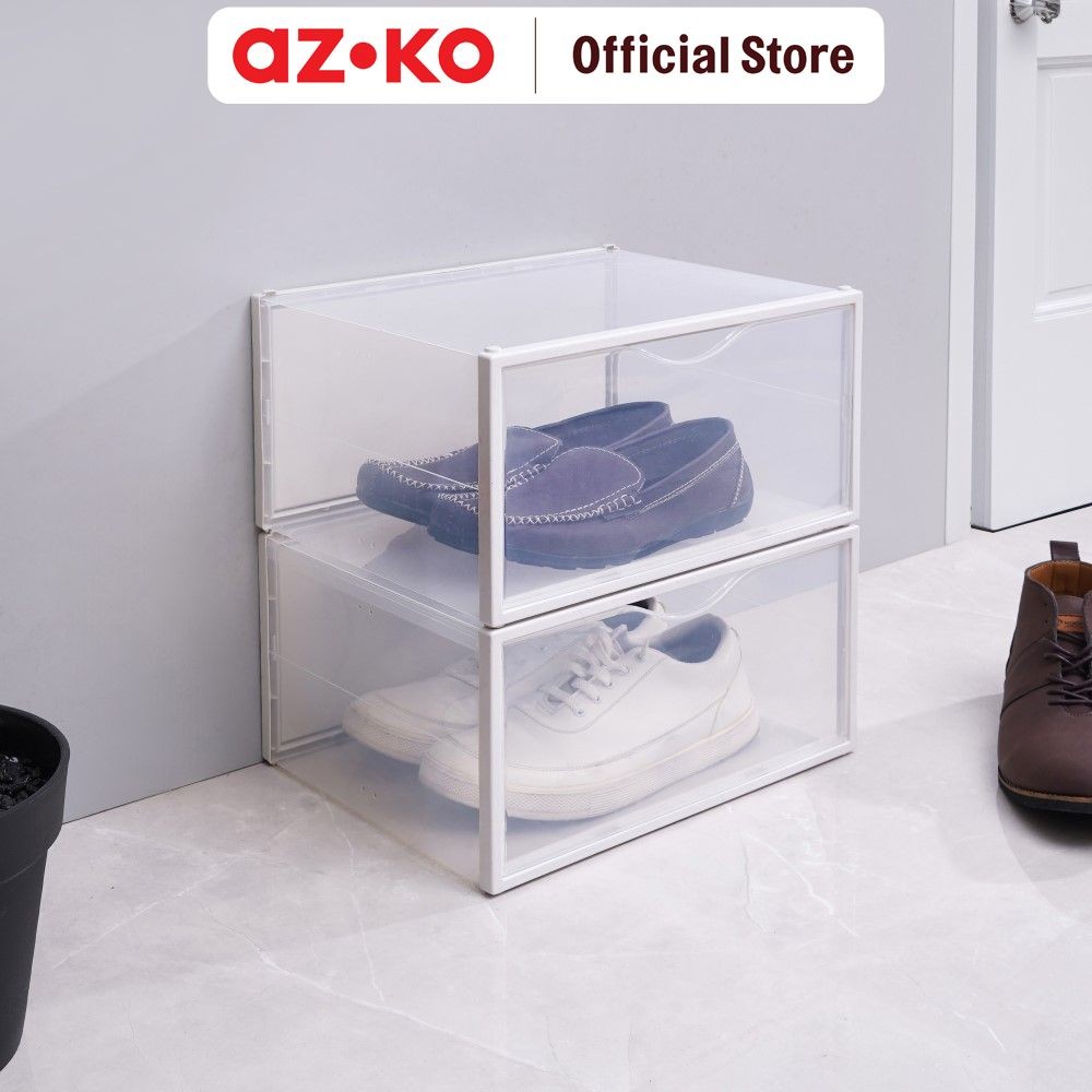 Jual AZKO Stora Set 2 Pcs Kotak Sepatu Side Open - Putih Shoe Box ...