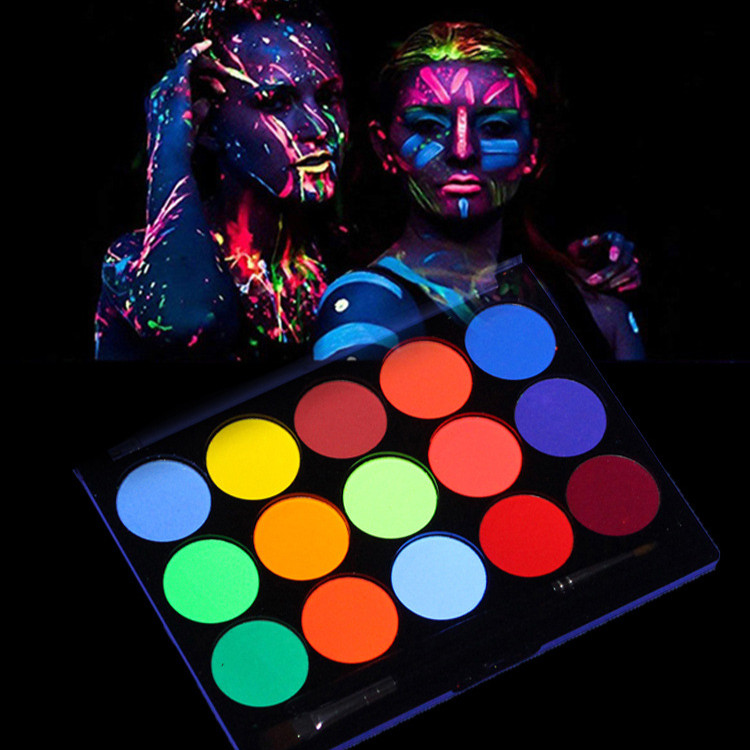 Jual cat wajah fosforis 15 color + 2 kuas lukis face painting make up ...