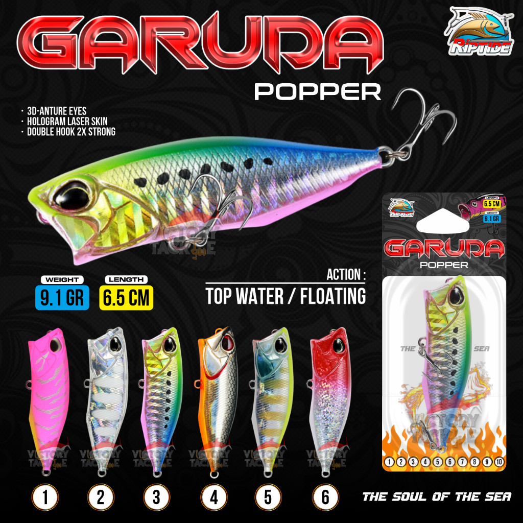 Jual Umpan Pancing Ultralight Casting Mini Popper Riptide Garuda 9 Gram Umpan amis buat UL ...