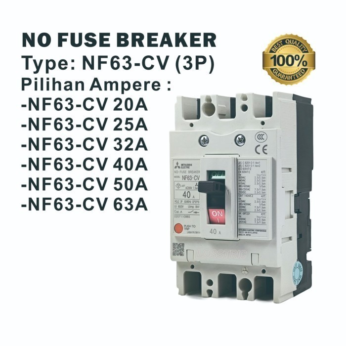 Jual NFB (NO FUSE BREAKER ) MCCB 3P MITSUBISHI NF63-CV 20A/25A/32A/40A/50A/63A ... | Shopee ...