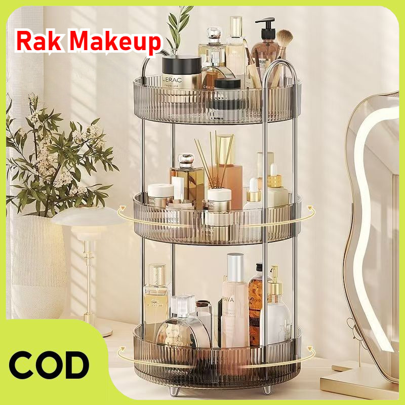 Jual 【COD】Rak Kosmetik Aesthetic / Rak Makeup Gold / Tempat Make Up ...