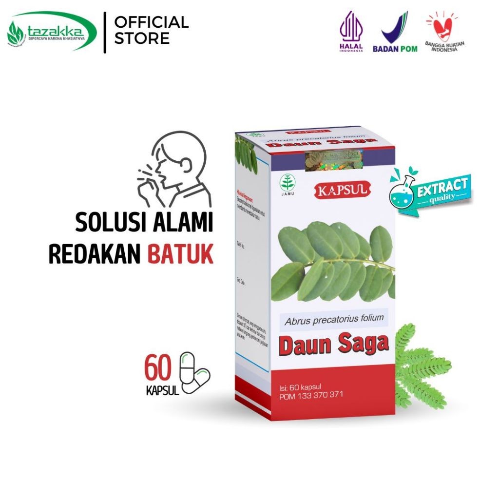 Jual TAZAKKA Ekstrak Kapsul Daun Saga Obat Batuk Original Isi 60 Herbal ...
