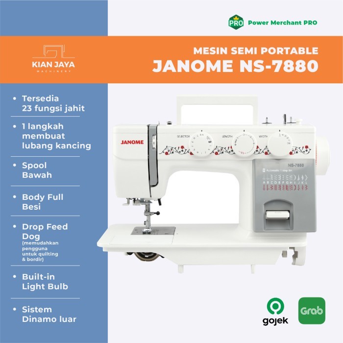 Jual Mesin Jahit Semi Portable JANOME NS7880 / NS-7880 SET - Body Full ...