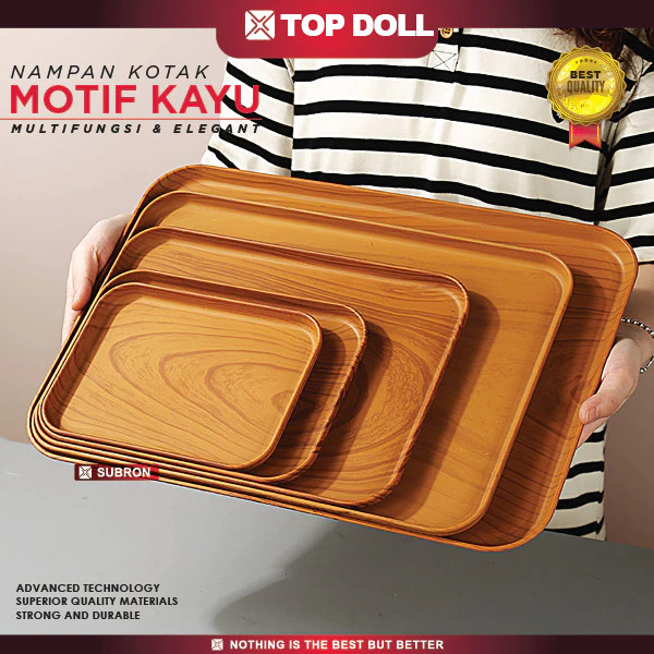 Jual Nampan Baki Tray Plastik PP Kotak Saji Makanan Minuman Motif Kayu ...