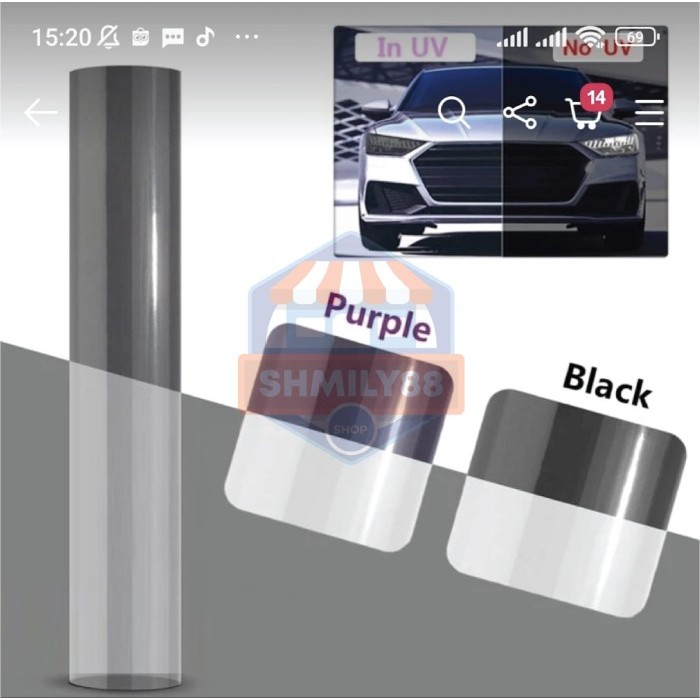 Jual PPF Photocromic Sticker PPF Variasi Headlamp TPU Chameleon Hitam ...