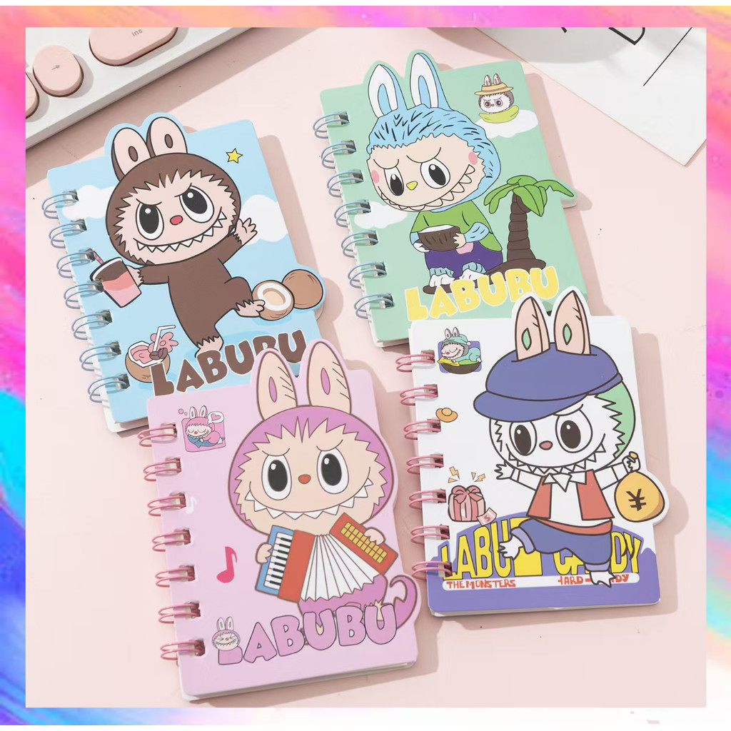 Jual Note book Ring Motif Memo Kecil A7 Spiral isi notebook Mini Buku Tulis Ring Labubu Sanrio ...