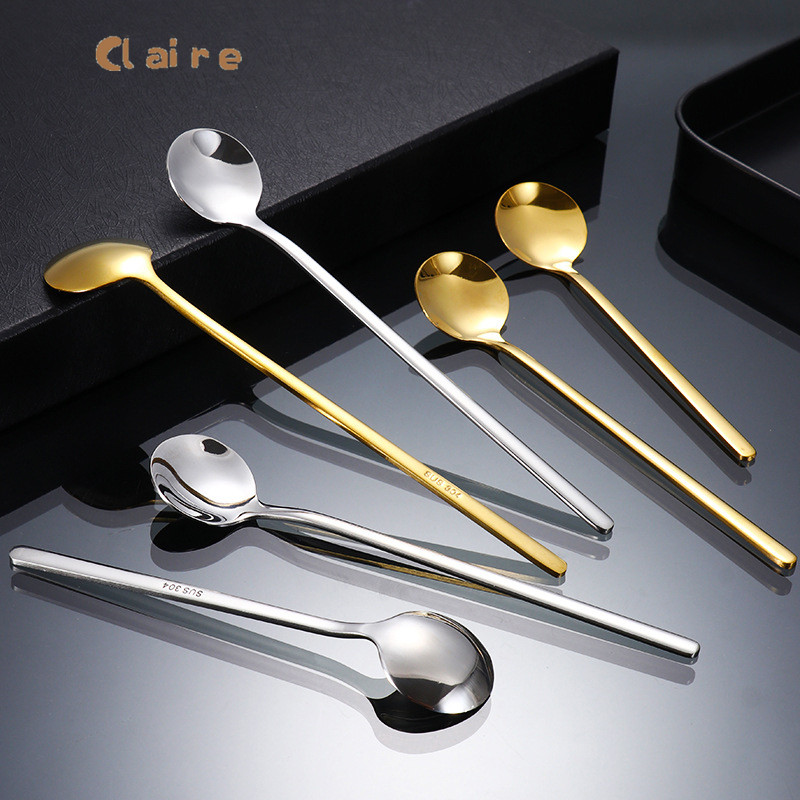 Jual Sendok Stainless Steel Sendok Kopi Gagang Panjang Sendok Bulat ...