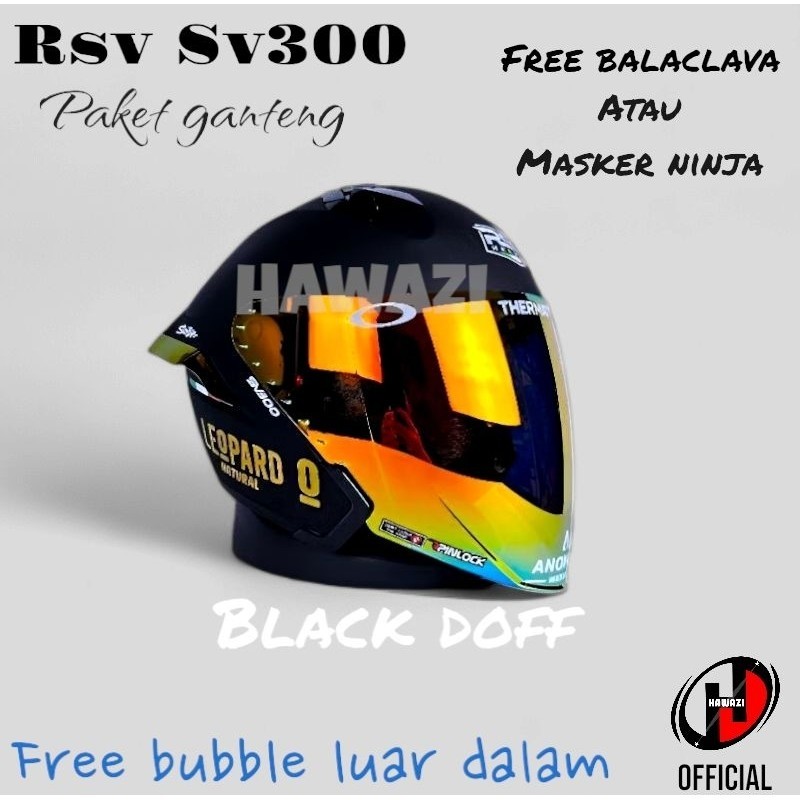 Jual HELM RSV SV300 BLACK DOFF PAKET GANTENG LEOPARD | HELM RSV HALF ...