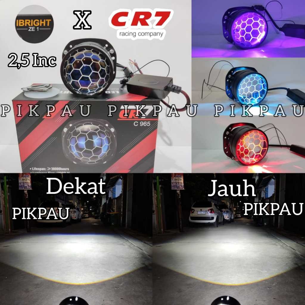 Jual Lampu LED Biled Projector CR7 Dan IBRIGHT ZE1 Original 2,5inc Dengan Blue Lens 50 Watt High ...