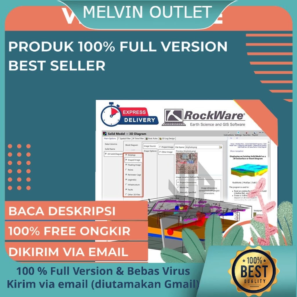 Jual Software RockWare RockWorks 2022 Full Version Lifetime Program membuat peta geoteknik 2D ...