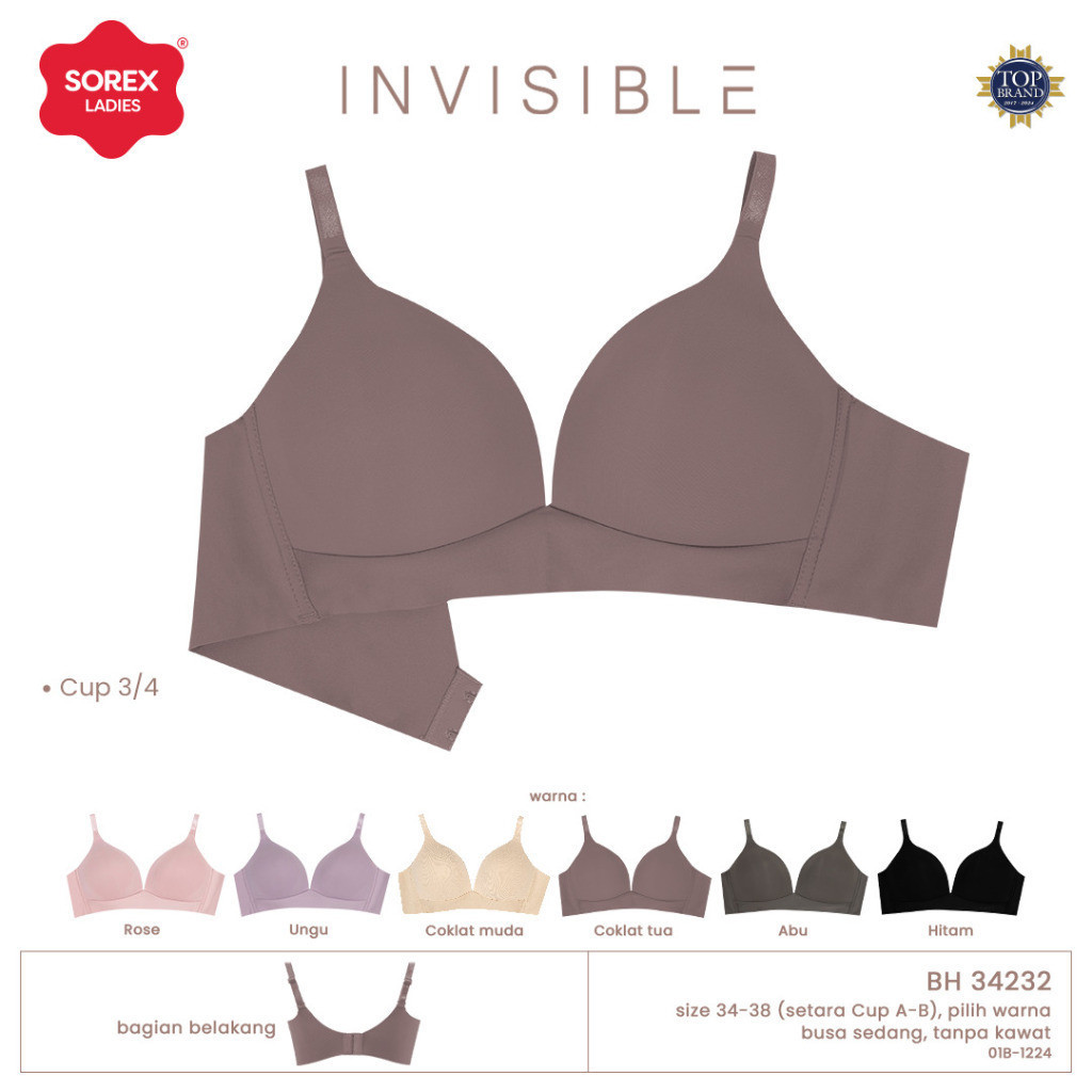 Jual Sorex Invisible Bra Harian Seamless Busa Sedang Tanpa Kawat Kait 2 Nilon Mix Setara Cup B ...