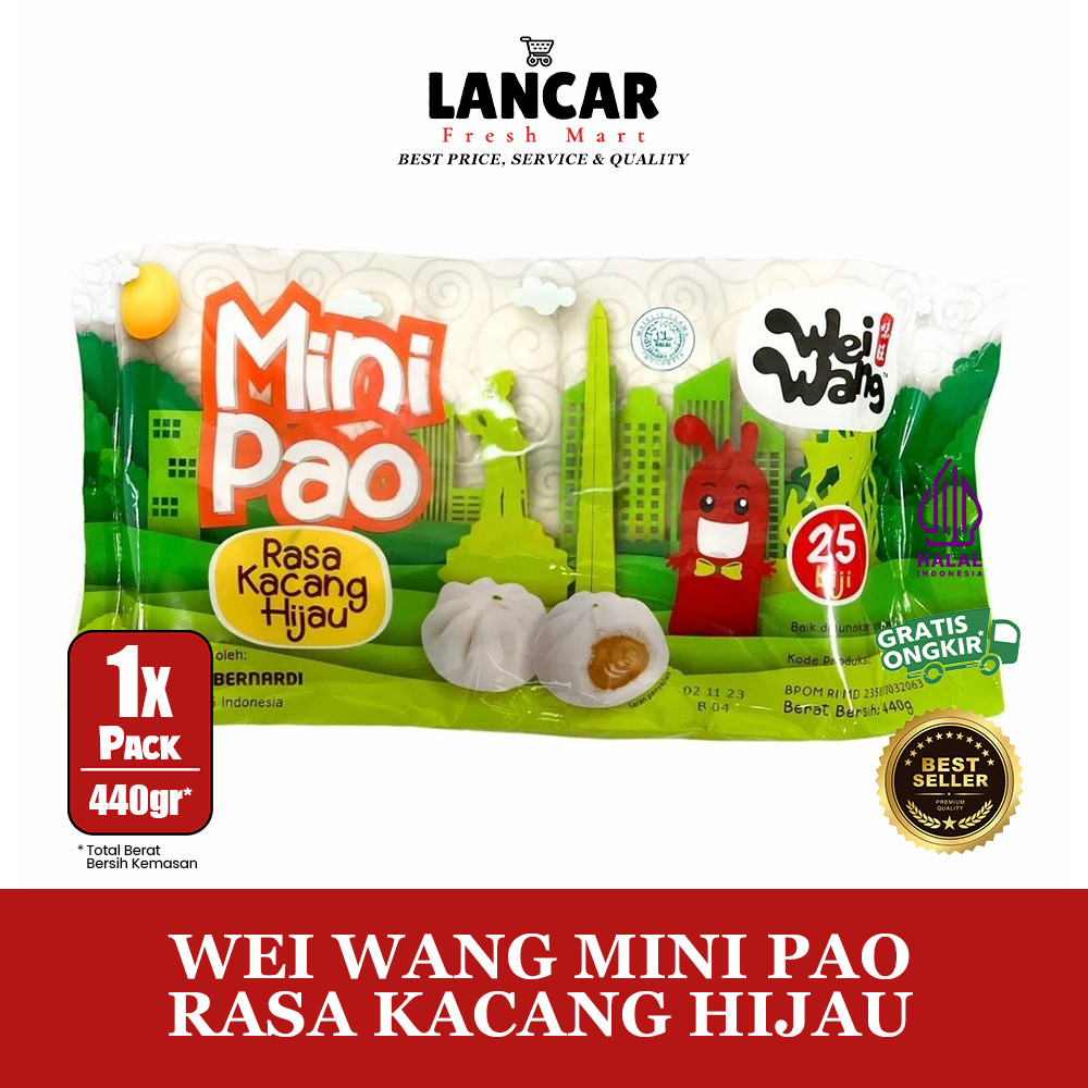 Jual WEI WANG MINI PAO RASA KACANG HIJAU ISI 25PCS | Shopee Indonesia