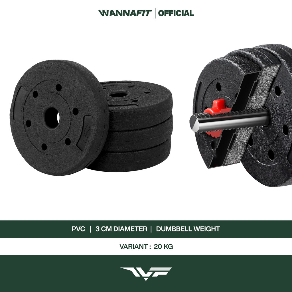 Jual WANNAFIT Plat 20kg Dumbbell / Barbell PVC | Plate Dumbel Barbel | Alat Latihan Beban ...