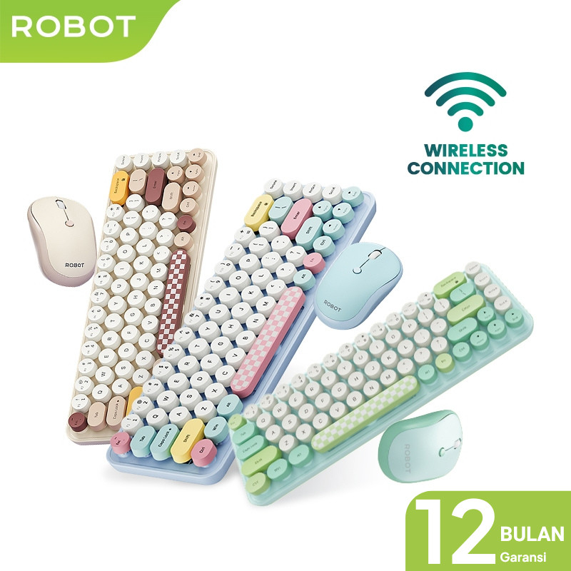 Jual ROBOT Keyboard Mouse Set Wireless 2.4G Keyboard Combo Design Unik ...