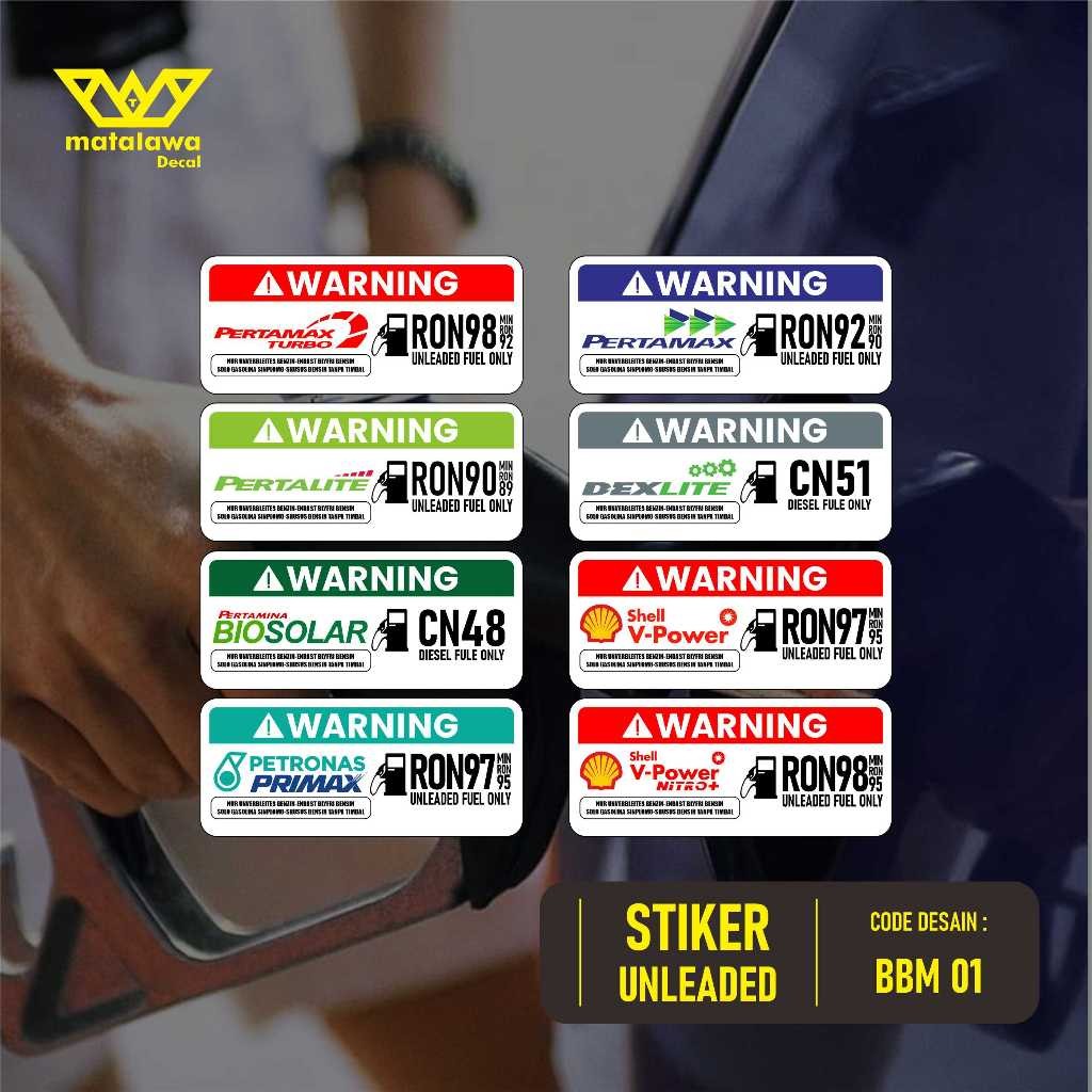 Jual Sticker Printing Cut Unleaded Fuel Only Stiker RON Tangki Bahan ...