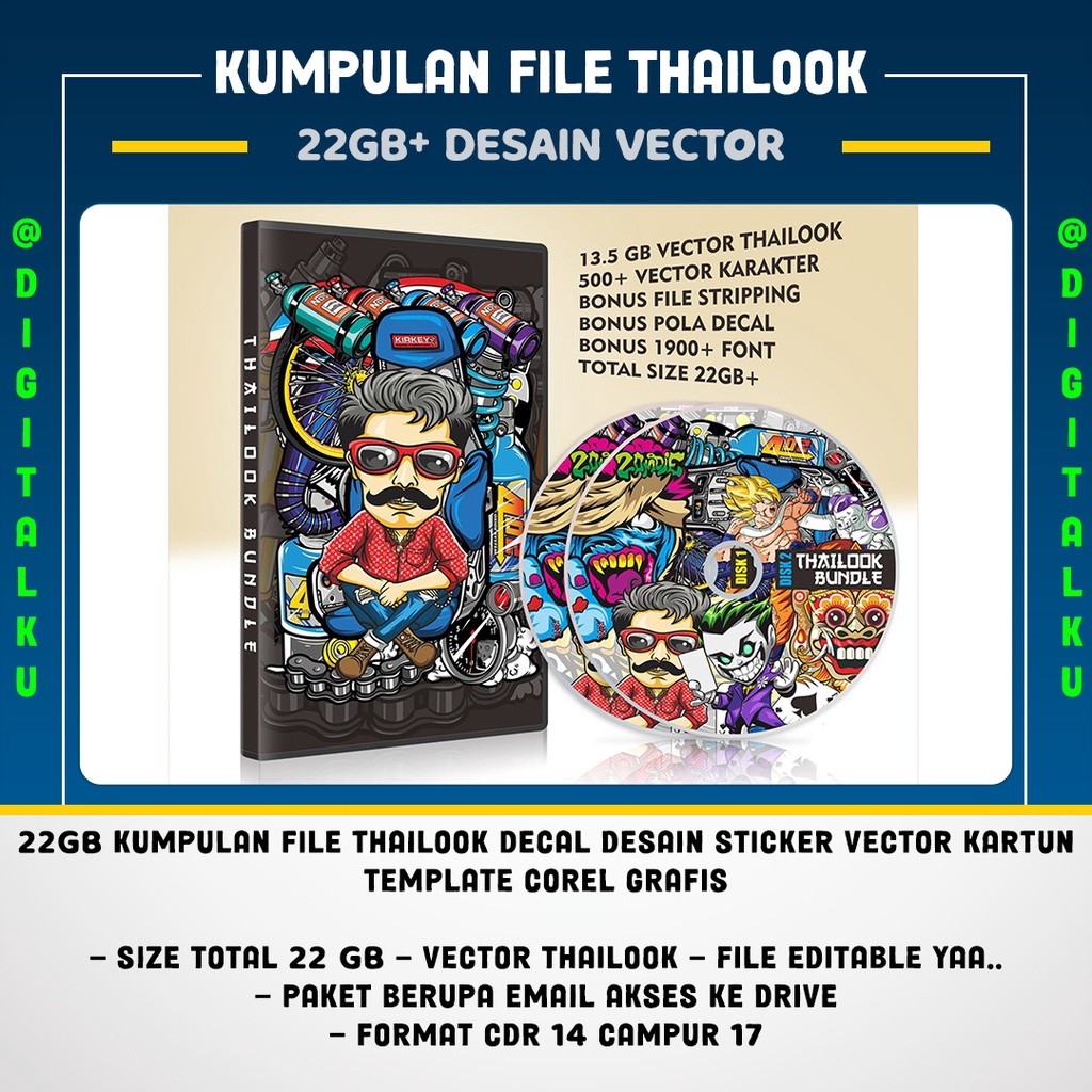 Jual KUMPULAN FILE THAILOOK DECAL DESAIN STICKER VECTOR KARTUN TEMPLATE ...