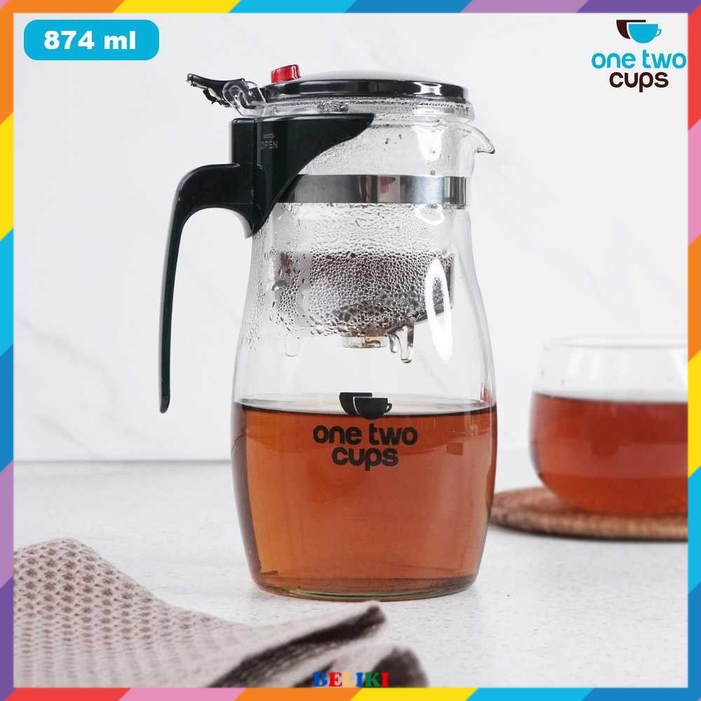Jual One Two Cups Teko Kaca Kopi Teh Pitcher dengan Saringan 874ml - TP-757 | Shopee Indonesia