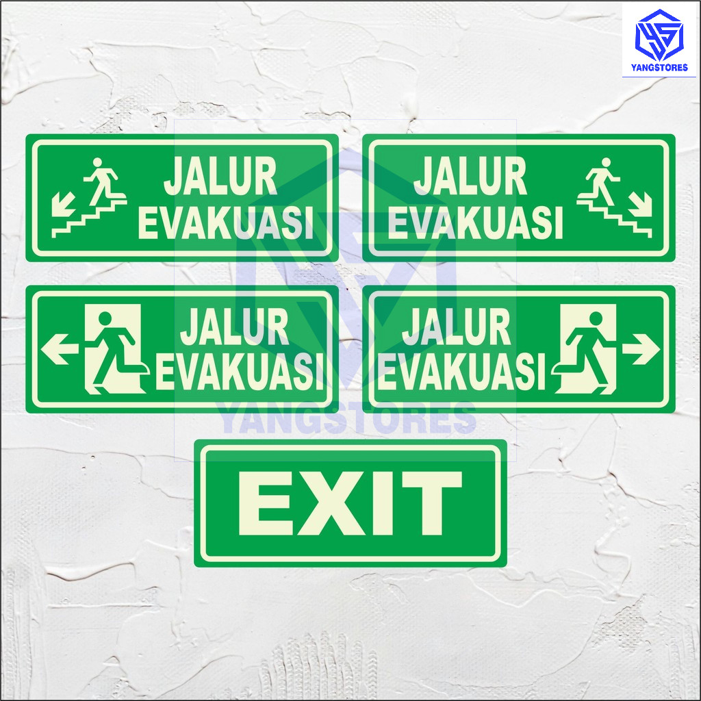 Jual YS Papan jalur evakuasi Akrilik glow in the dark Sign Board ...