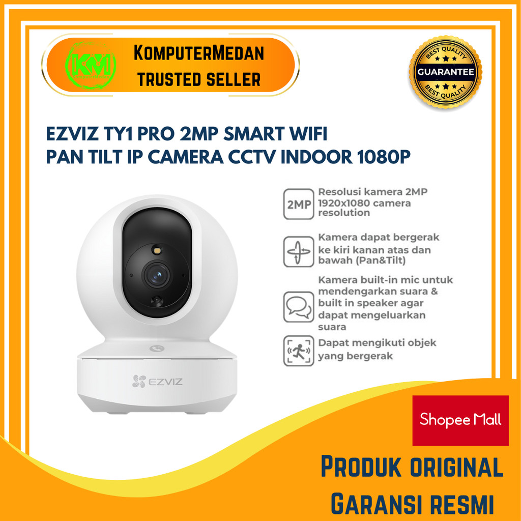 Jual Kamera CCTV EZVIZ TY1 PRO 2MP Smart WIFI PAN Tilt IP Camera CCTV ...
