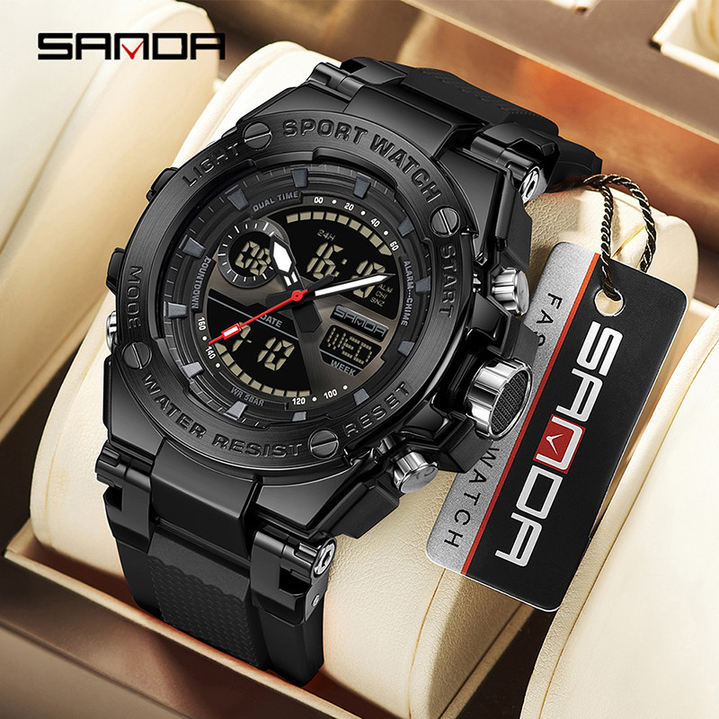 Jual Jam tangan pria SANDA jam tangan kuarsa elektronik jam tangan ...