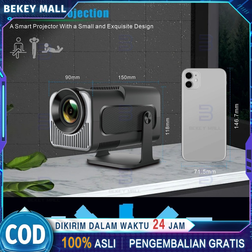 Jual BEKEY 4K HY320mini Proyektor 220 Lumens Android 11.0 Wifi 6 Bluetooth 5.0 1GB+8GB Smart ...