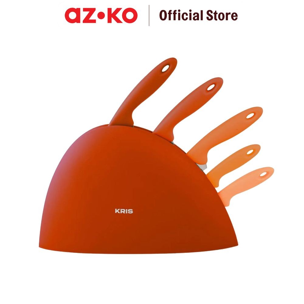 Jual AZKO Kris Set 6 Pcs Pisau Dapur Dengan Block Penyimpanan - Merah ...