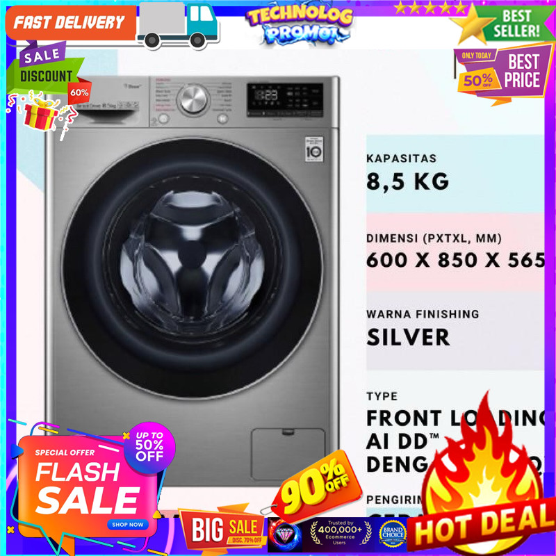Jual MESIN CUCI LG FRONT LOADING 8.5KG FITUR WIFI CONTROL TERBARU ...
