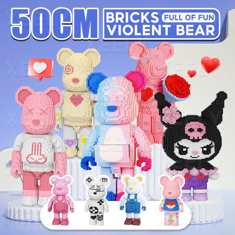 Jual CZ68JG 50CM Bricks Violent Bear 3D Model Nano Magic Block violent ...
