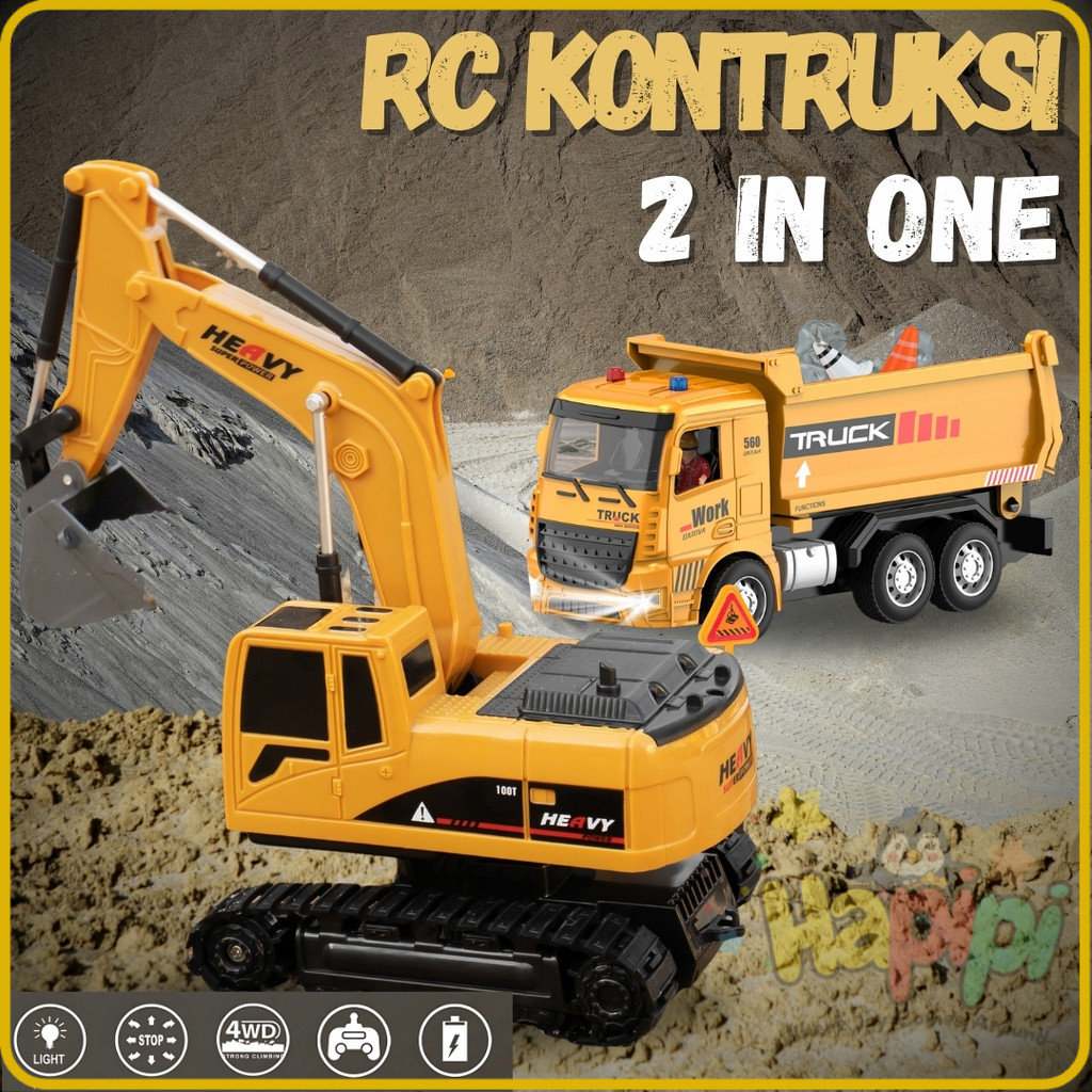 Jual Remote Control Truk 2in1 Kontruksi Excavator 2IN1 Dump Truck Beko ...