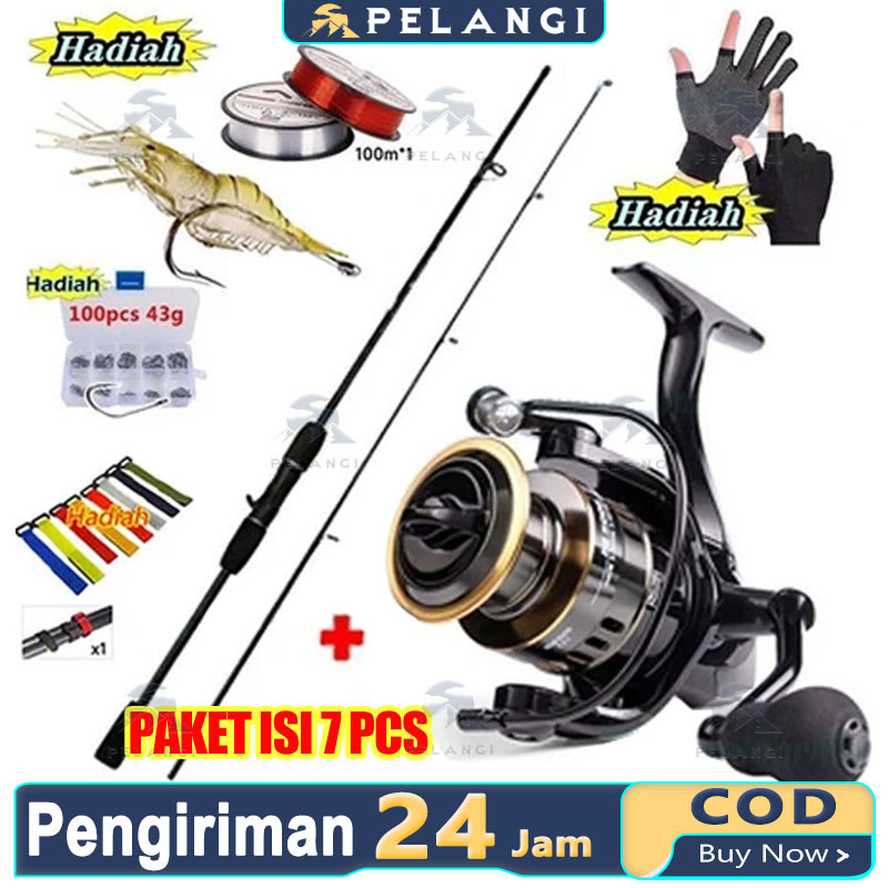 Jual Pancing Set 15 Kg/ Reel Pancing Murah Kuat Power/ 1.65M/1.8M/2.1M/2.4M Joran Pancing Set ...