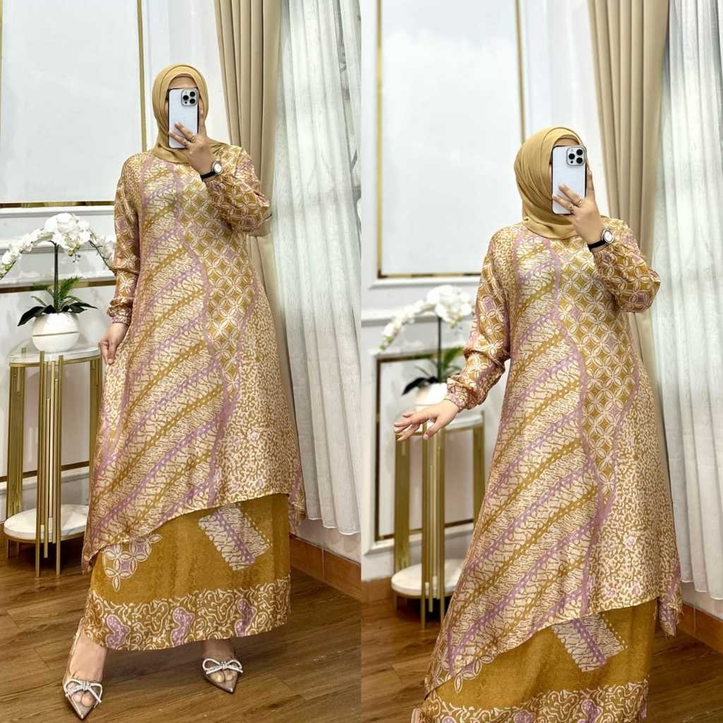 Jual ZN SET BATIK SUTRA SUPER MEWAH ELEGANT gamis lebaran 2025 model gamis terbaru gamis pesta ...