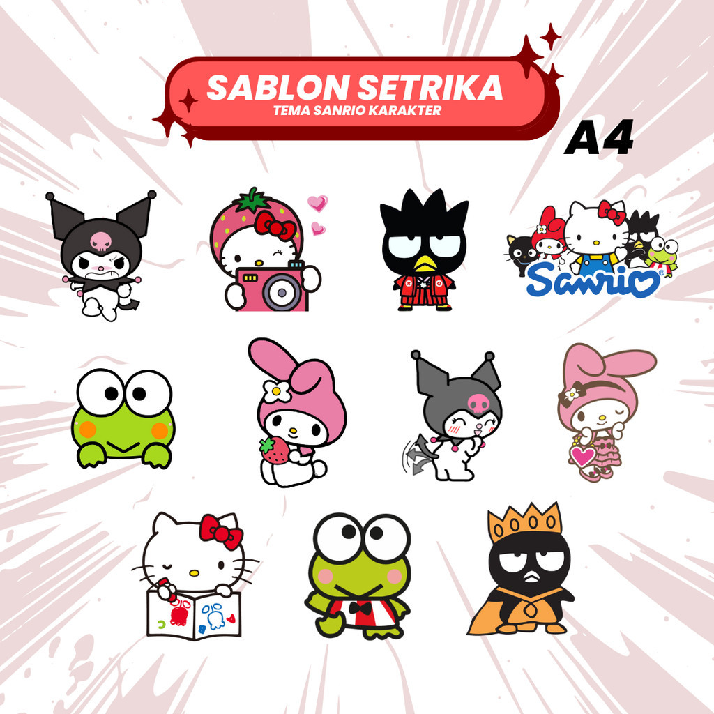 Jual Sablon Strika Sanrio Karakter Ukuran A4 / Sablon Strika Kuromi ...