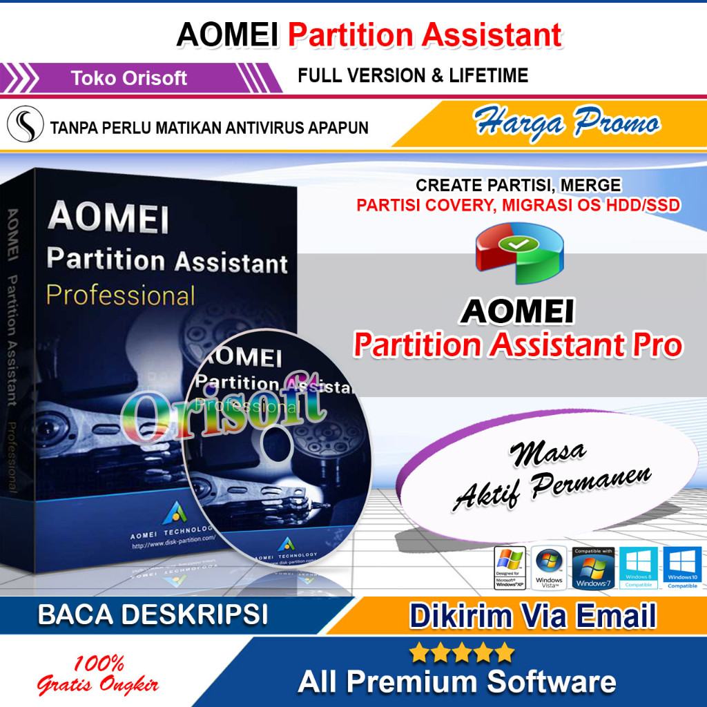 Jual AOMEI Partition Assistant 10 Terbaru 2024 Full Version Lifetime ...
