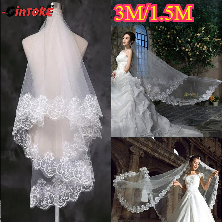 Jual 3 Meters Renda Wedding Bridal Veil /Veil Bride Veil/Altar Veil ...
