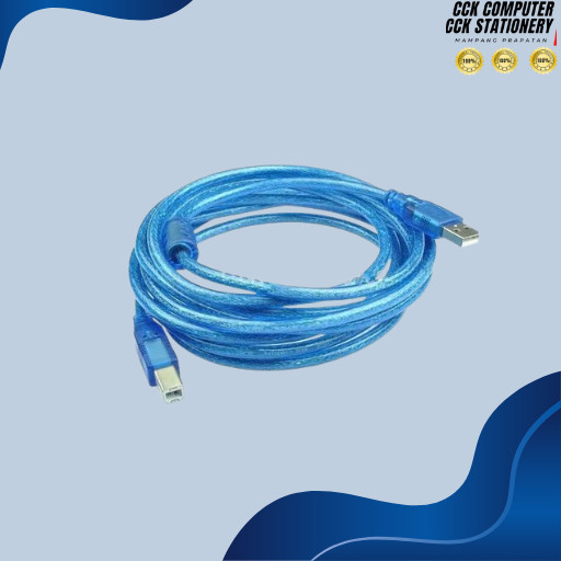 Jual KABEL USB PRINTER 5 METER / 5 M/ 5M GOOD QUALITY TRANSPARAN BIRU ...