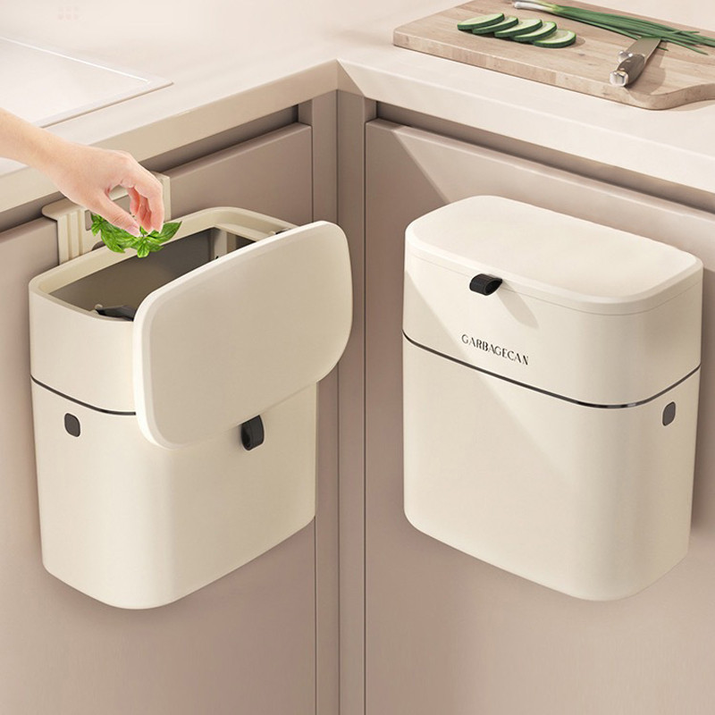 Jual 10L Wall Mounted Hanging Trash Bin For Kitchens Cabinet Door With ...