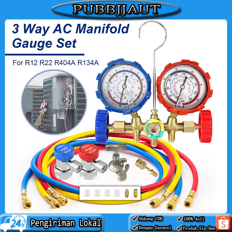Jual Paket Alat Pengisian Preon Kulkas R134A Paket Komplit Isi AC Mobil Double Manifold Paket ...
