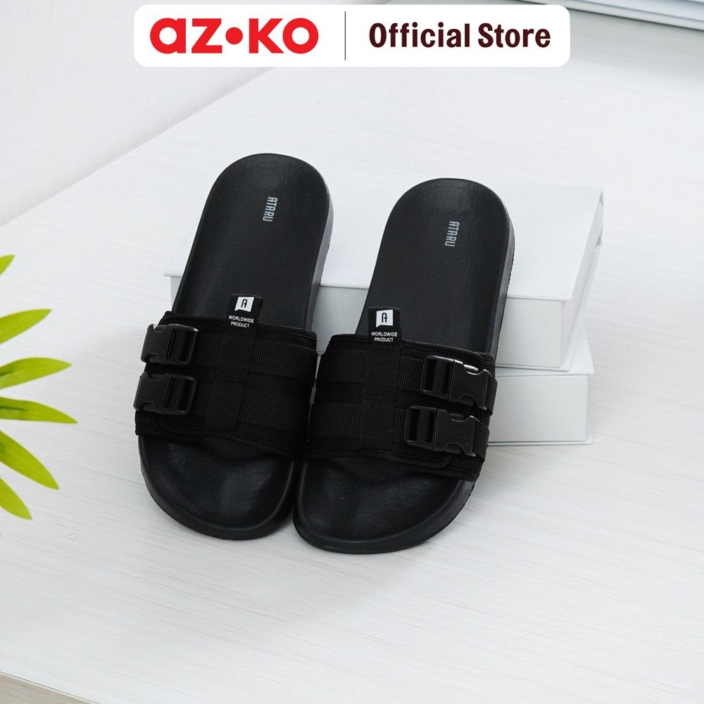 Jual AZKO Ataru Ukuran 44 Sandal Pria Slides Buckle Strap - Hitam ...
