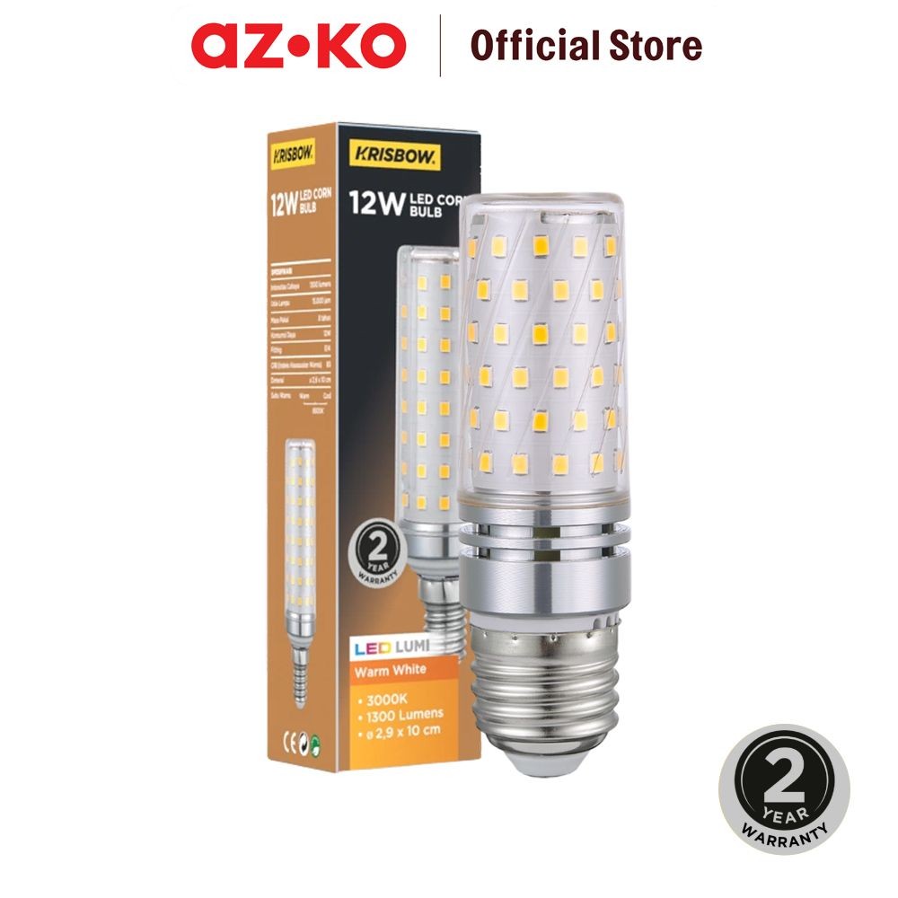 Jual AZKO Krisbow Bohlam Led 12 watt Warm White E14 - Kuning Bulb Lampu ...
