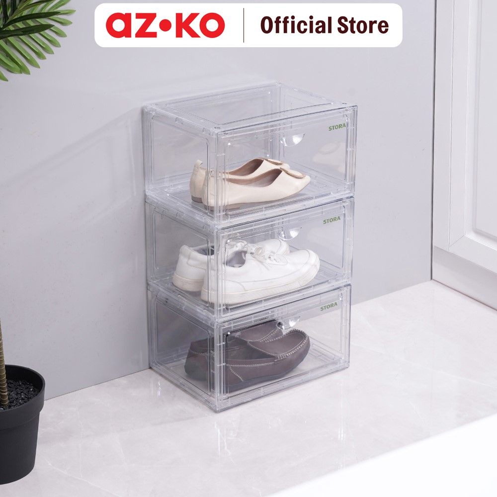 Jual AZKO Stora Kotak Sepatu Side Open Shoe Box Storage Container ...
