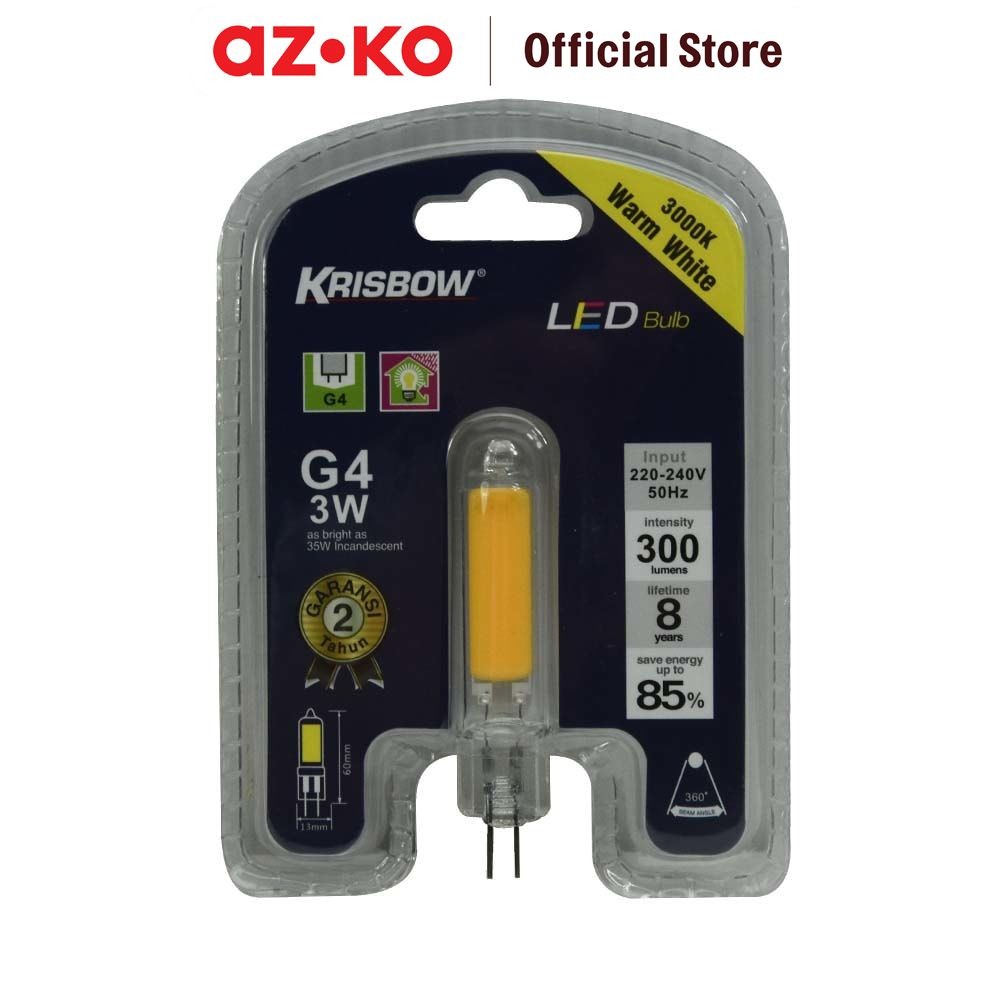 Jual AZKO Krisbow Bohlam Led G4 3w 300lm - Warm White Bulb Lampu Cahaya ...