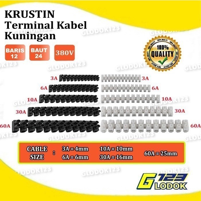 Jual Terminal Krustin Klustin Block Blok 3A 6A 10A 30A 60A Putih Hitam ...