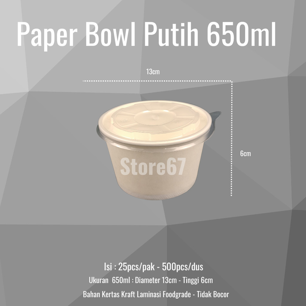 Jual Paper Rice Bowl Putih 650ml - Mangkok Kertas 500pcs | Shopee Indonesia