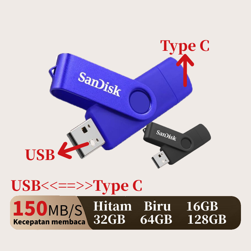 Jual SD FLASHDISK OTG TYPE C USB 32GB/64GGB/128GB FLASH DRIVE ULTRA ...