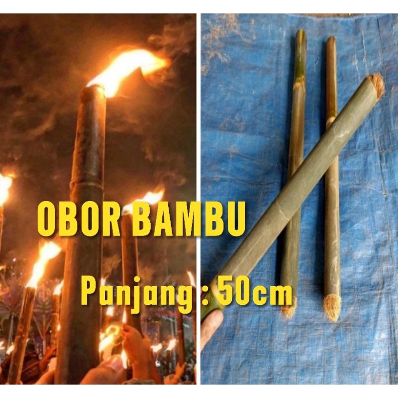 Jual COD Obor Bambu Pakai Sumbu Panjang 50cm Bambu Obor Minyak Tanah AF ...