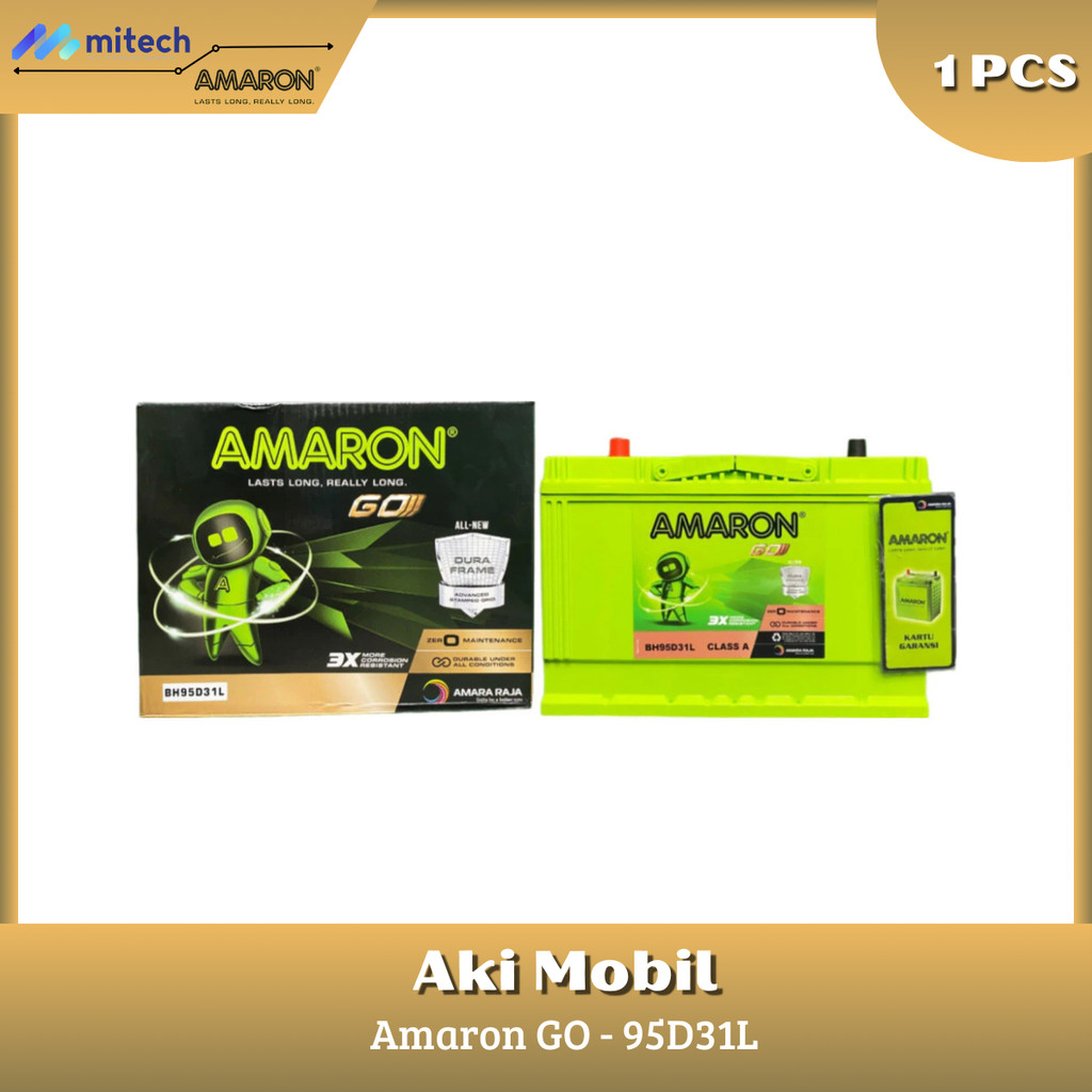 Jual Amaron GO Aki Kering Mobil Mitsubishi Pajero Sport 95D31L / NX120-7L 12V / 75Ah | Shopee ...
