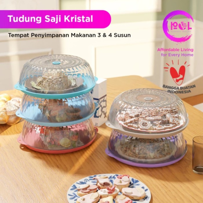 Jual Rak Tudung Saji Kristal 2 3 4 Susun Tumpuk Anti Pecah Tempat ...