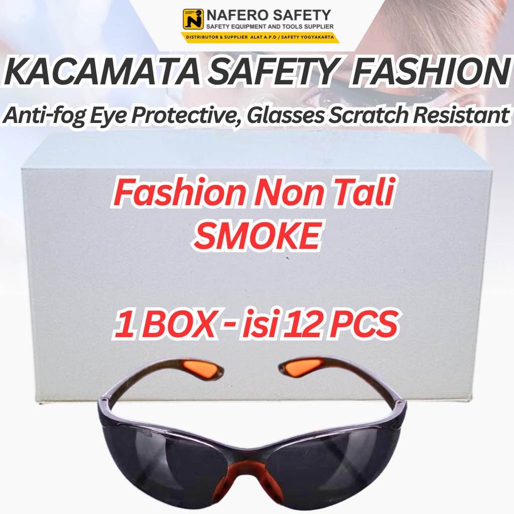 Jual [ 1 Dus Isi 12 Pcs ] KACAMATA SAFETY LAS GERINDA MOTOR FASHION HITAM SMOKE | Shopee Indonesia